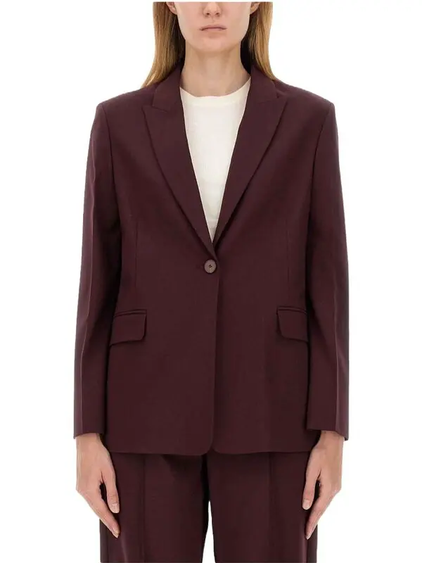 ALYSI Peak Lapel Straight Hem Blazer - Brown