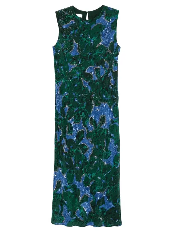 Dries Van Noten Sequin Embellished Printed Dress - Green
