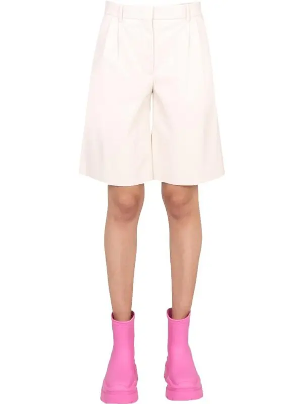 MSGM Faux Leather Bermuda Shorts - White