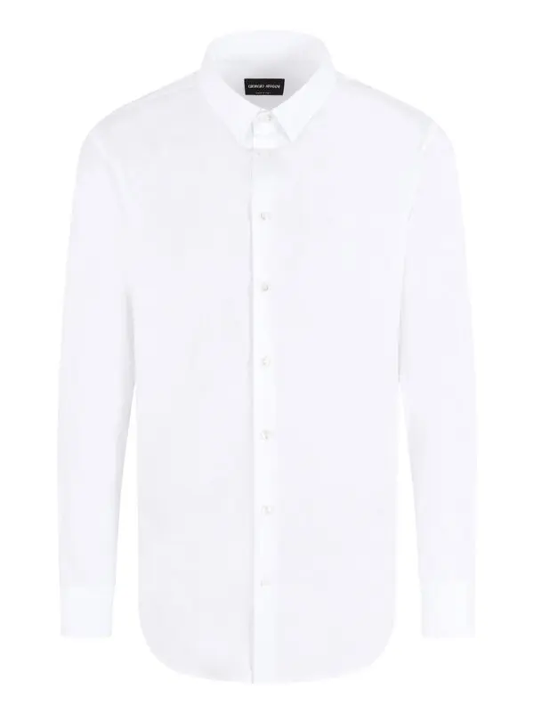 Giorgio Armani Curved Hem Poplin Shirt - White