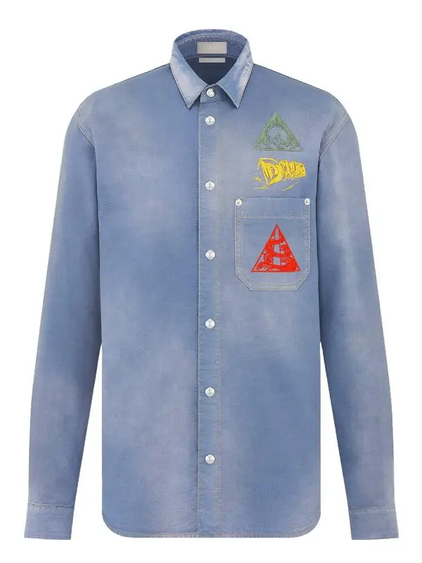 Dior Buttoned Long-sleeved Denim Shirt - Blue