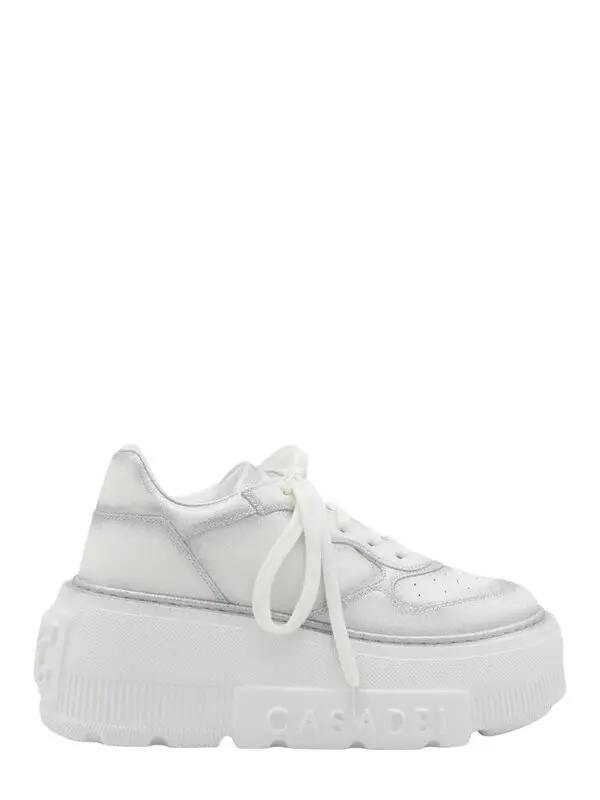 Casadei Platform Low-top Sneakers With Glitter-effect Panels - White