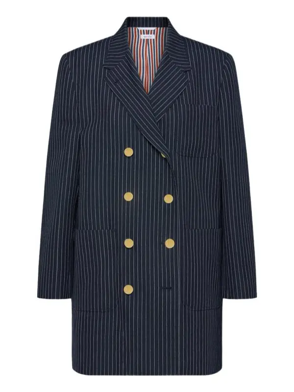 Thom Browne Pinstripe Double-breasted Jacket - Navy Blue