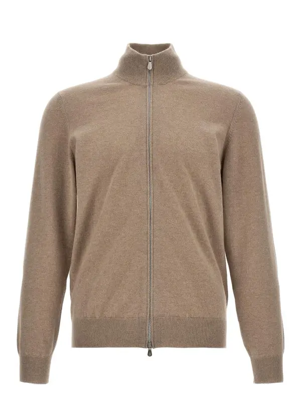 Brunello Cucinelli Zip-up High Neck Cardigan - Brown