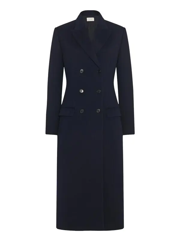 THE ROW Double-breasted Long Coat - Navy Blue