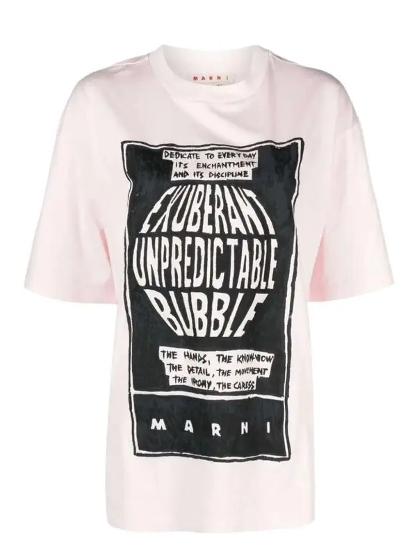 Marni Slogan Print Crewneck T-shirt - White