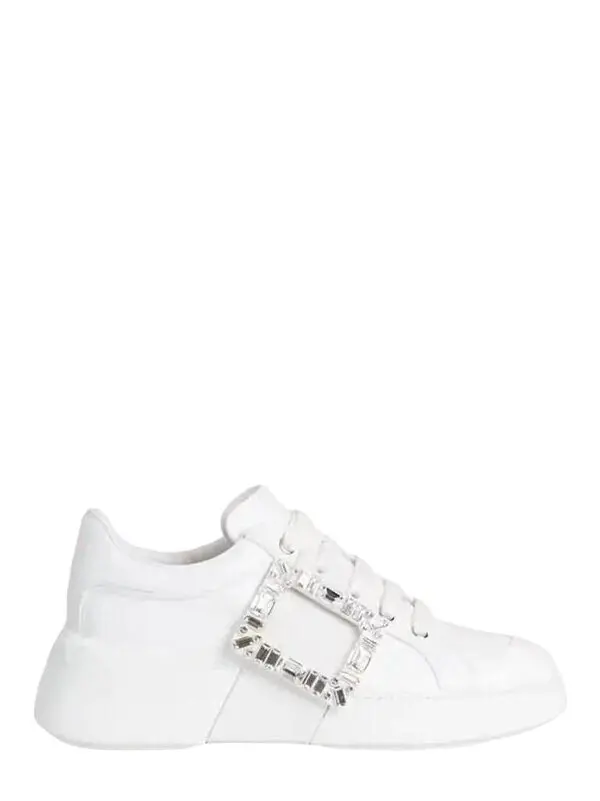 ROGER VIVIER Viv Skate Strass Buckle Sneakers - White