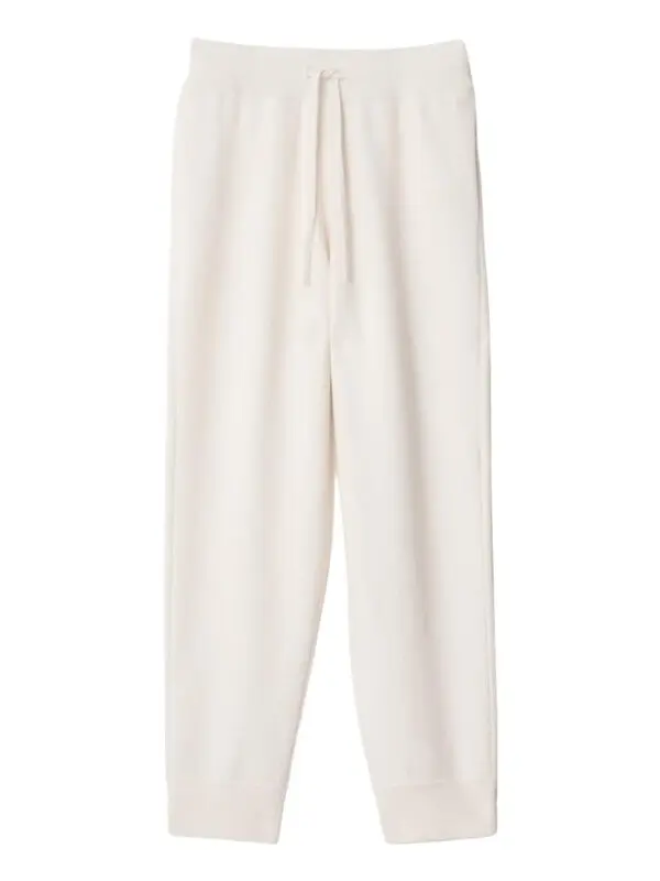 Burberry Logo Embroidered Tapered Knitted Trousers - Chalk