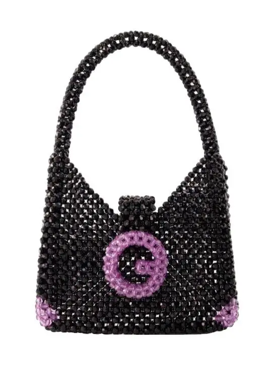Germanier Beaded Hobo Shoulder Bag - Black