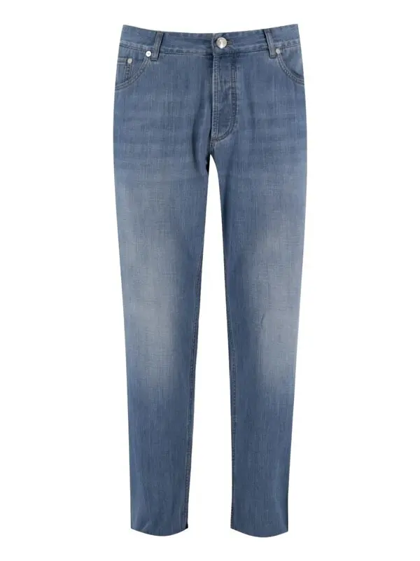 Brunello Cucinelli Jeans With Logo Patch - Blue