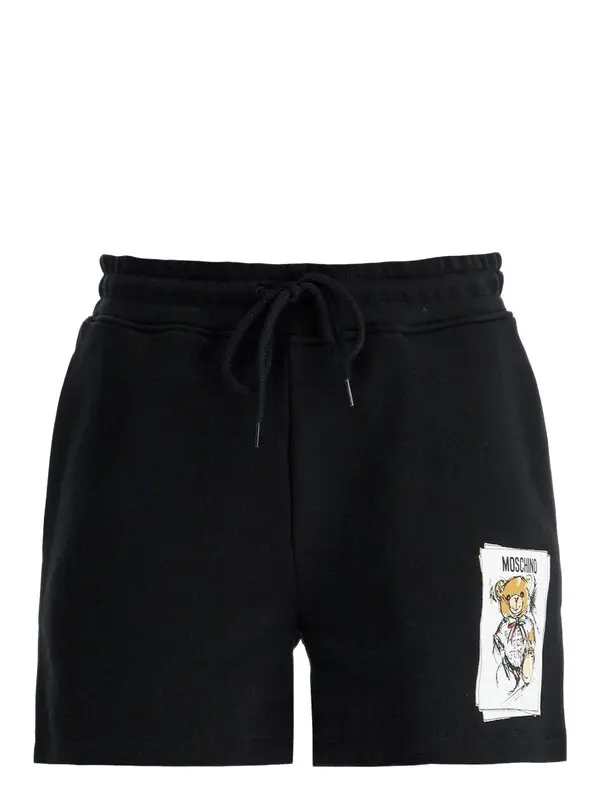 Moschino Teddy Printed Drawstring Track Shorts - Black