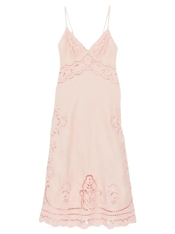 Farm Rio Richelieu Midi Dress - Nude