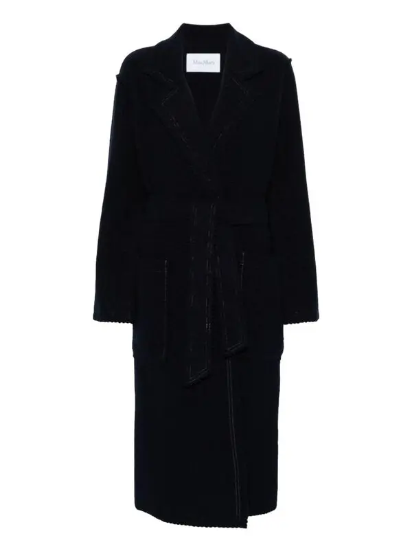 Max Mara Long Sleeve Belted Coat - Black
