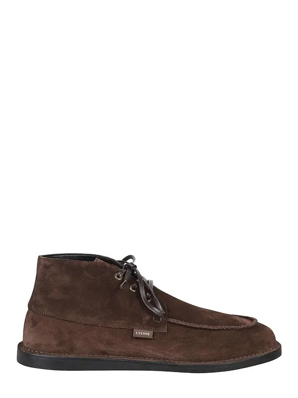 Celine Sirocco Chukka Boots In Suede Calfskin - Brown