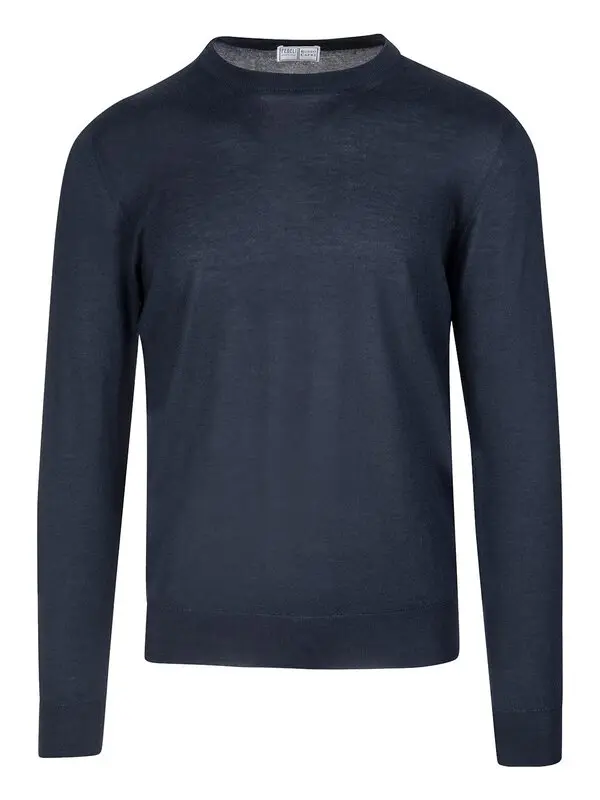 Fedeli Round-neck Long-sleeve Sweater - Black