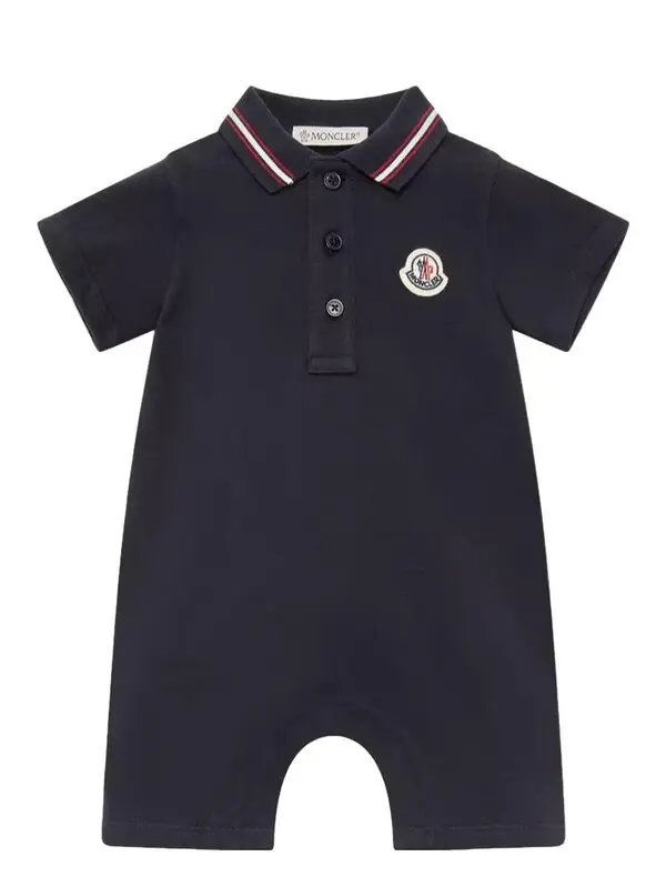Moncler Logo Patch Polo Romper - Midnight Blue