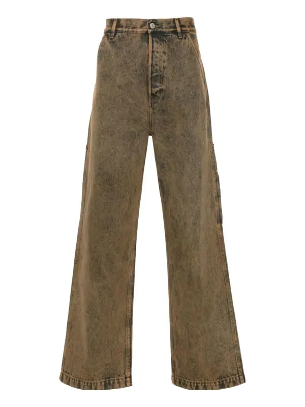 Dries Van Noten Acid Wash Belt Loop Jeans - Beige