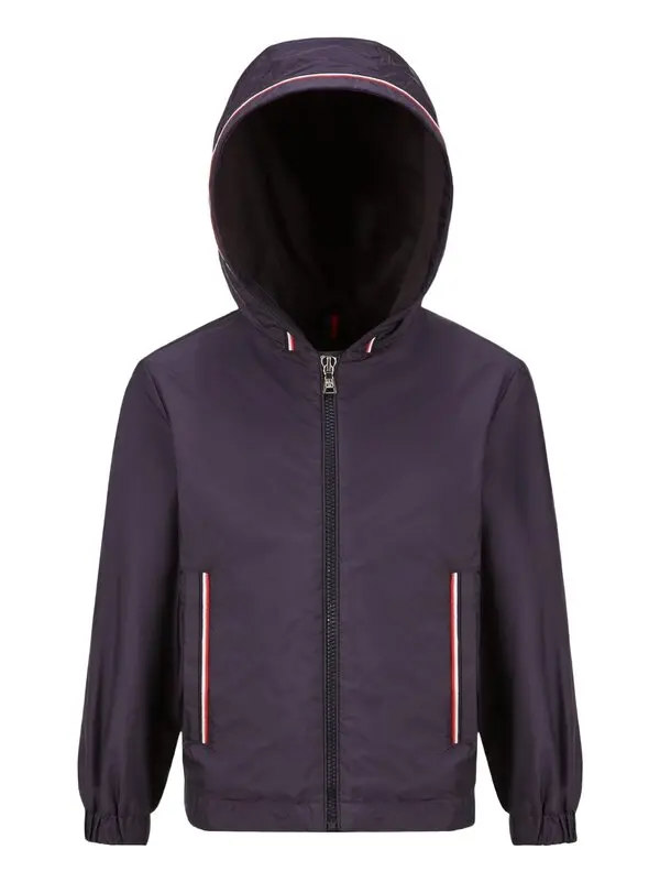 Moncler Granduc Hooded Jacket With Three-color Trim - Midnight Blue