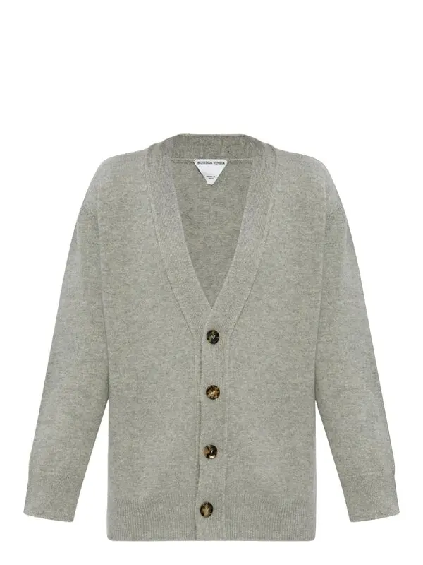 Bottega Veneta Patch-detailed Buttoned Cardigan - Light Gray Mixed Colors