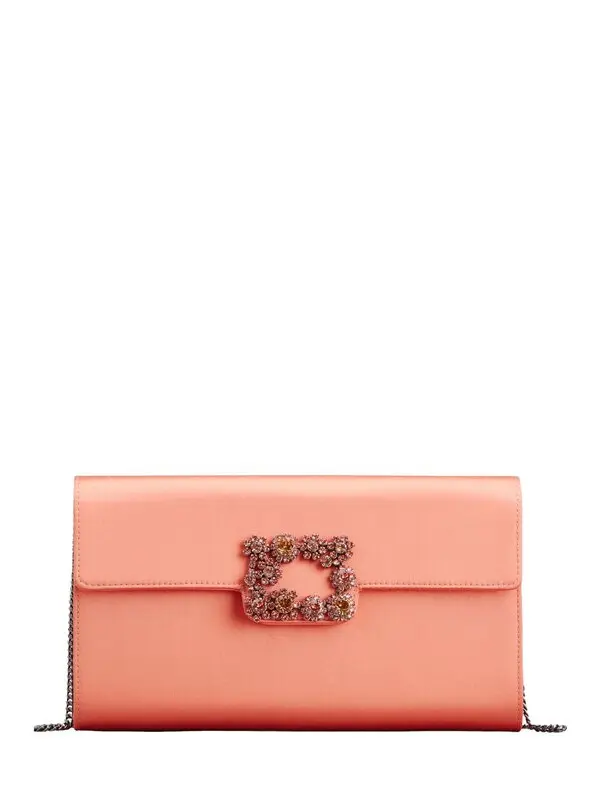 ROGER VIVIER Embellished Satin Clutch Bag - Pink