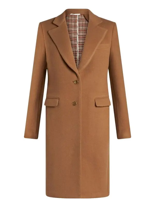Etro Logo-engraved Buttons Coat - Brown