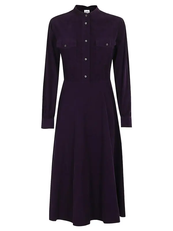 Aspesi Corduroy Cotton Shirt Dress - Black