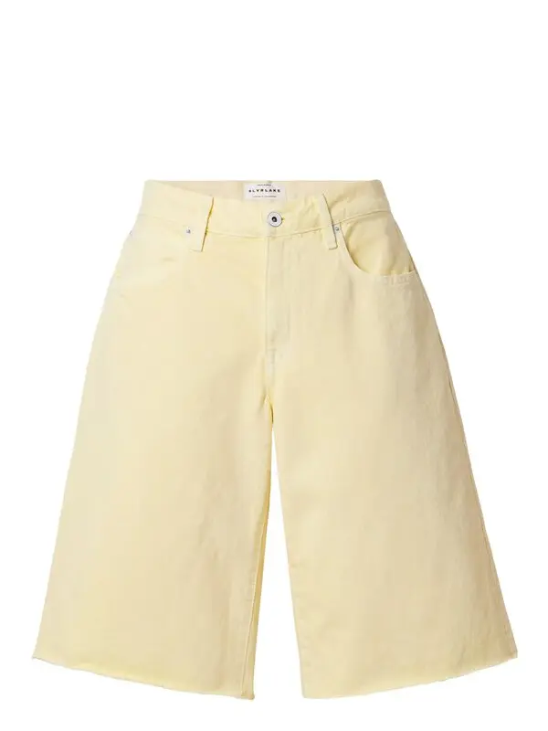 SLVRLAKE Mica Frayed Hem Denim Shorts - Light Yellow