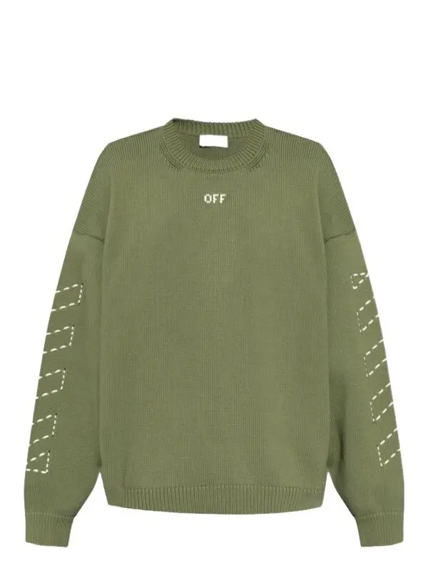 Off-White Crewneck Long-sleeved Jumper - Green