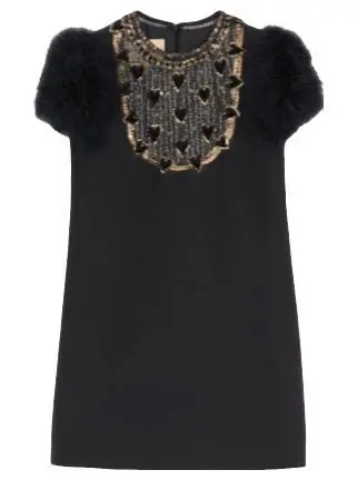 Valentino Garavani Embroidered Hearts Mini Dress - Black