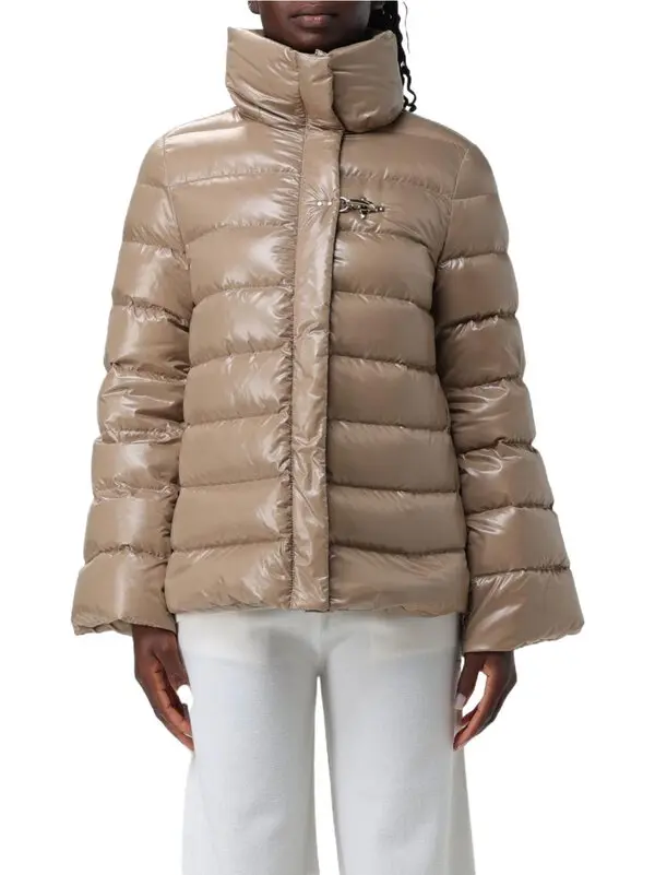 FAY Quilted Stand-collar Down Jacket - Brown