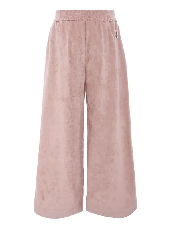 Moncler Logo Patch Velour Trousers - Nude