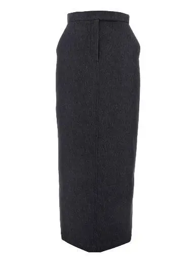 Max Mara Button Detailed Back-slit Skirt - Black