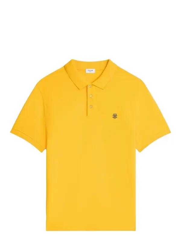 Celine Polo Shirt In Pique Cotton Jersey - Notepad Yellow/navy Blue