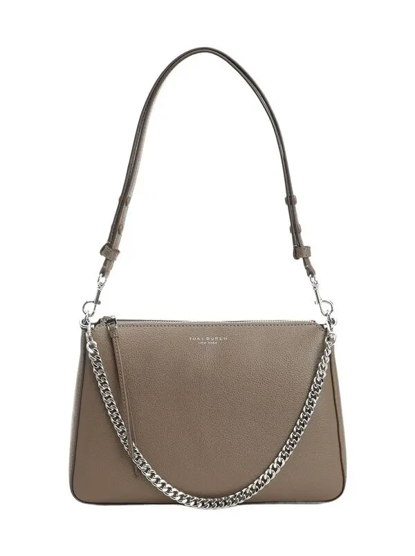 Tory Burch Chain-linked Zipped Shoulder Bag - Gray