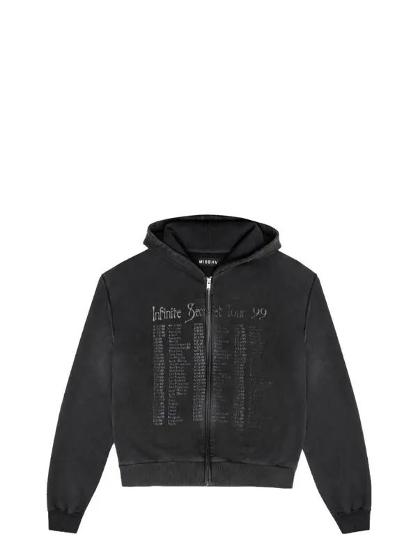 MISBHV Graphic Print Zip-up Hoodie - Black