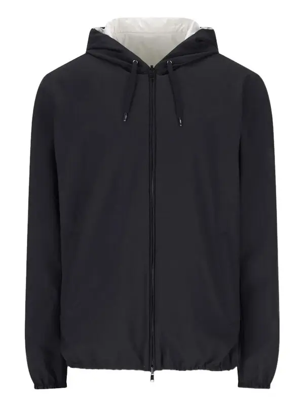 Herno Zip-up Hooded Jacket - Black