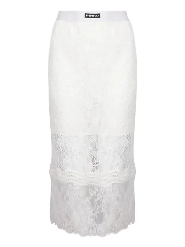Pinko Lace Skirt With Slit Detail - White
