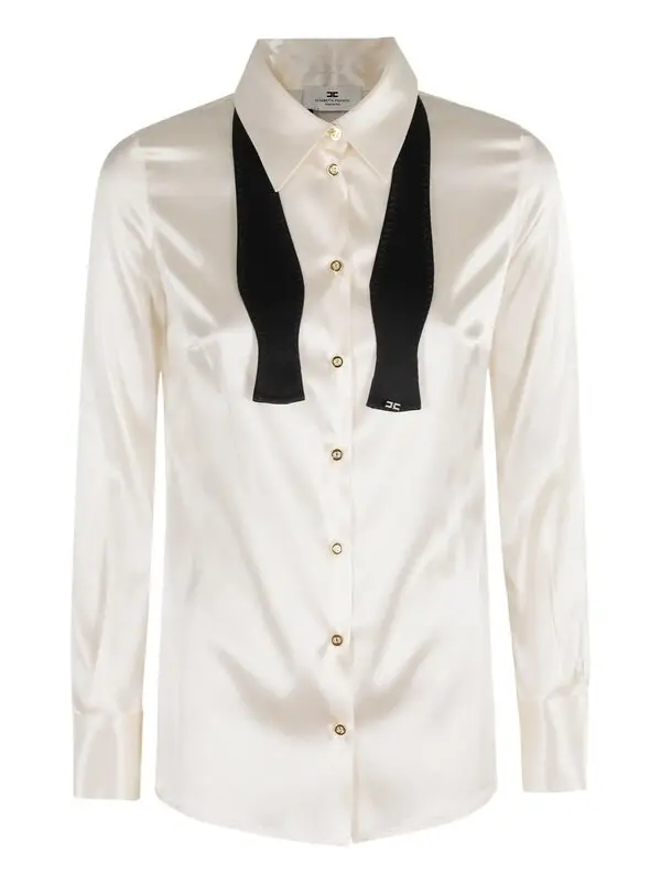 Elisabetta Franchi Bow Detail Satin Shirt - White