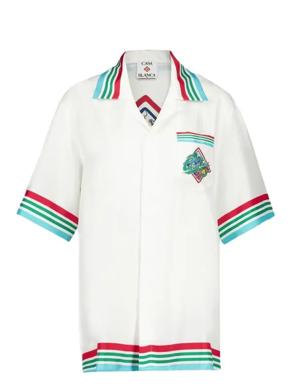 Casablanca Short Sleeved Satin Shirt - White
