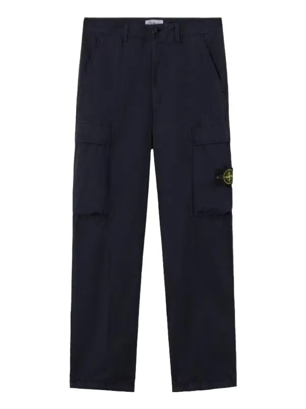 Stone Island Logo Patch Cargo Trousers - Navy Blue
