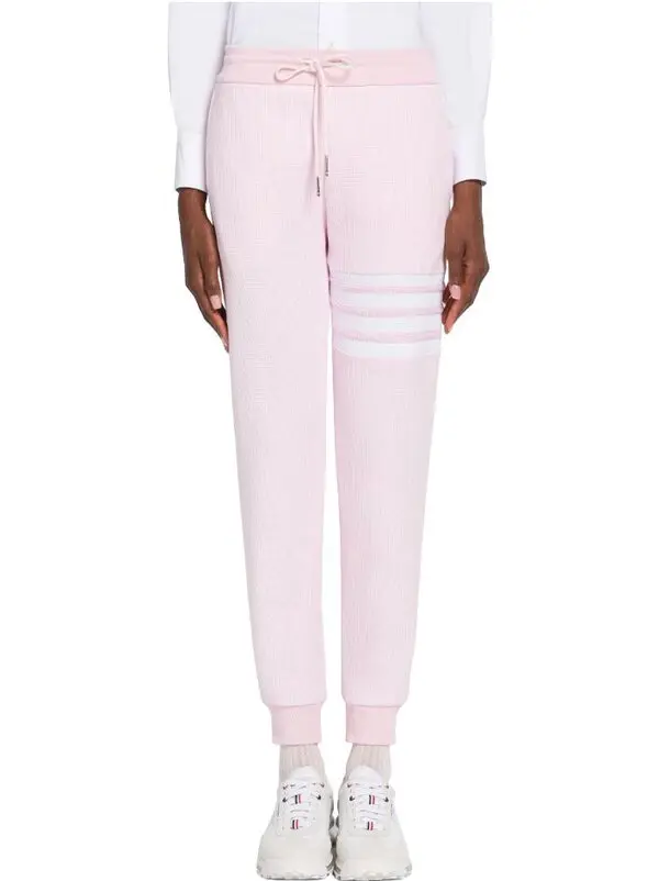 Thom Browne Medium Waffle Sweatpants With Four-bar Detail - Light Pink