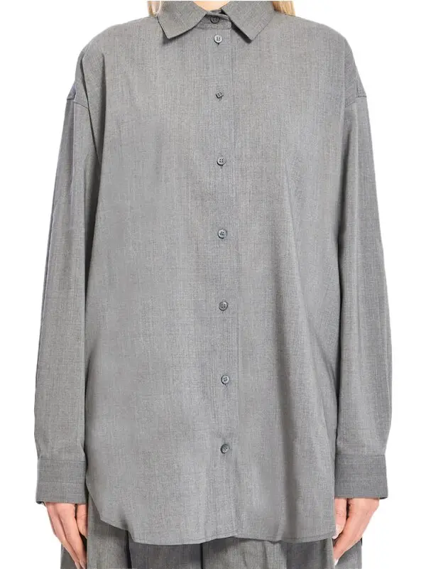 Jacquemus Long-sleeve Shirt With Button Closure And Curved Hem - Gray