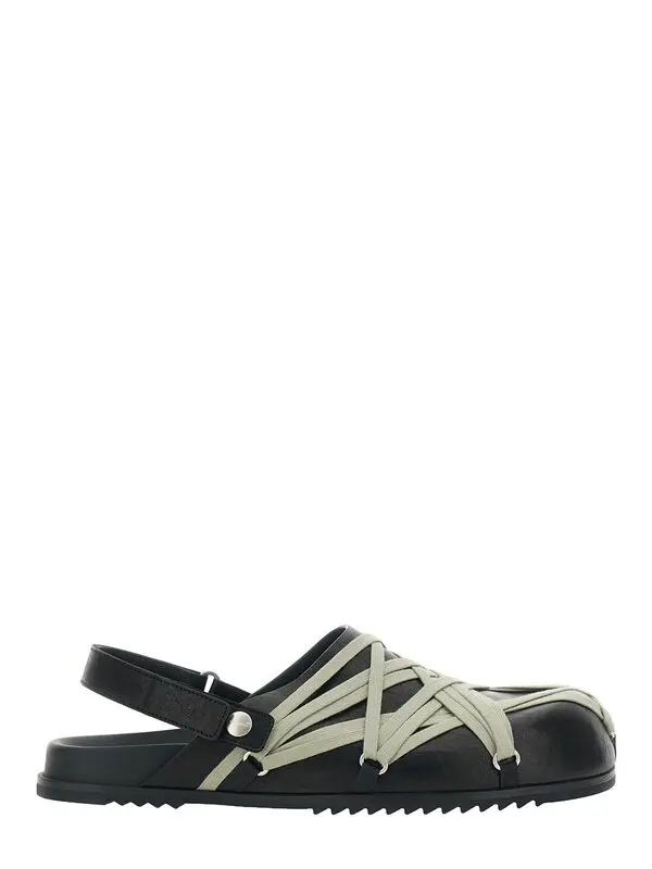 Rick Owens Granola Lace-up Mules - Black