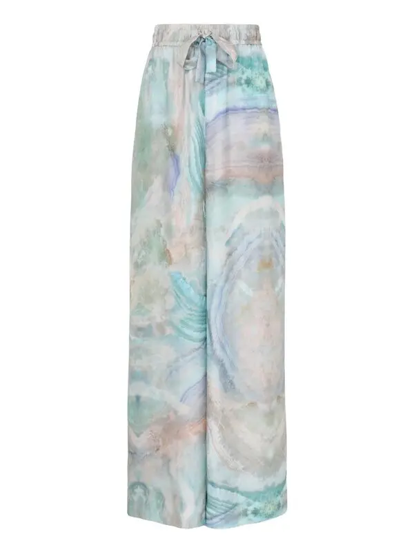 Zimmermann Illuminate Wide-leg Track Pants - Blue Agate