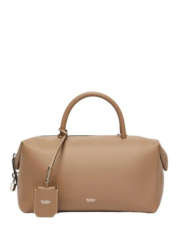 Max Mara Logo Stamp Zip-up Tote Bag - Mud Color