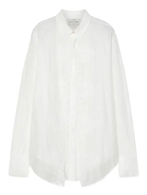 FORTE_FORTE Embroidered Silk-cotton Voile Shirt - White