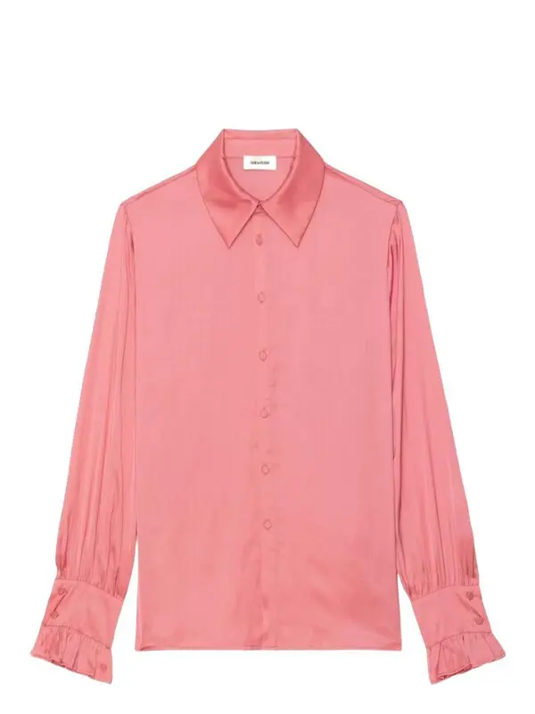 Zadig&Voltaire Long Sleeve Shirt With Rhinestone Wing Detail - Pink