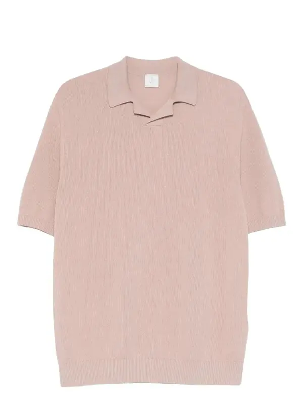 Eleventy Textured Knit Polo Shirt - Nude