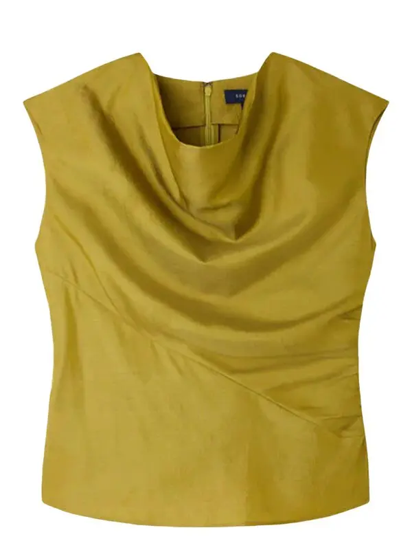 Soeur Eclat Cowl Neck Ruched Blouse - Brown