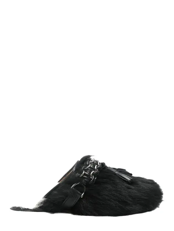 Toga Fur And Chain Embellished Mules - Black